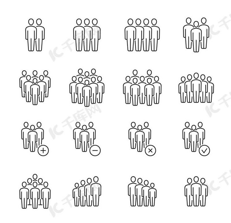 业务团队、社区、社会、人群图标、矢量剪影符号。背景图片免费下载_海报banner/高清大图_千库网(图片编号6201399)