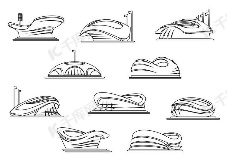 现代开放式体育场和竞技场符号，用于体育比赛标志或具有抽象建筑轮廓的建筑设计元素。背景图片免费下载_海报banner/高清大图_千库网(图片编号 ...