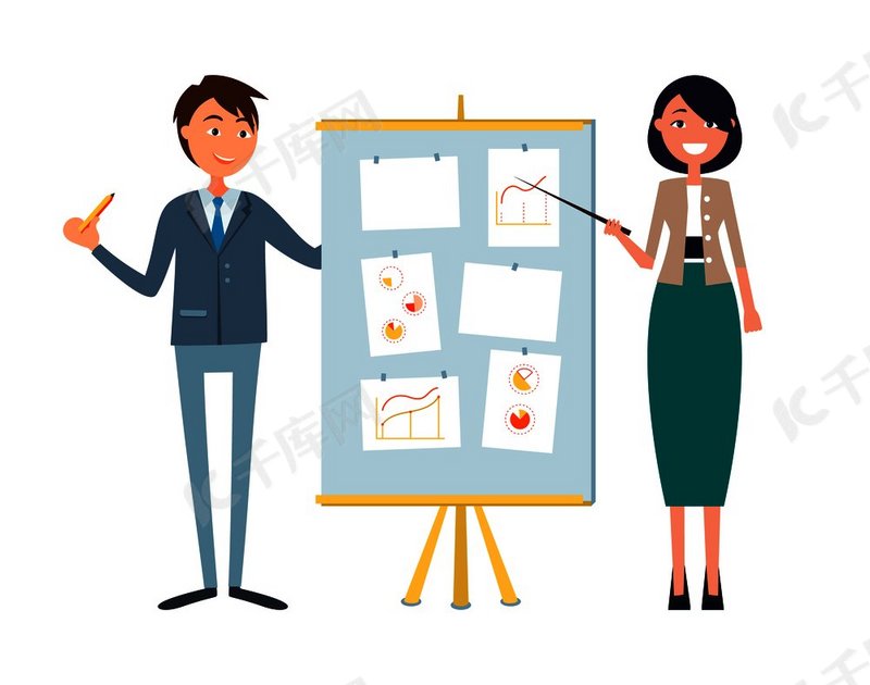 商业研讨会、女商人和男主持人矢量。背景图片免费下载_海报banner/高清大图_千库网(图片编号6280196)