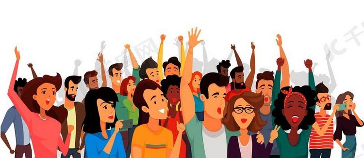 一群快乐的人海报，横幅与人群用手机拍照，尖叫和喊叫，举起手来，矢量图在白色上孤立。背景图片免费下载_海报banner/高清大图_千库网(图片 ...