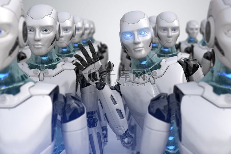 机器人从人群中探出头来。 机器人动漫玩具高清摄影大图-千库网