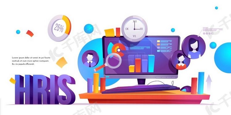 Hris，人力资源信息系统卡通横幅。 背景图片免费下载_海报banner/高清大图_千库网(图片编号6344116)