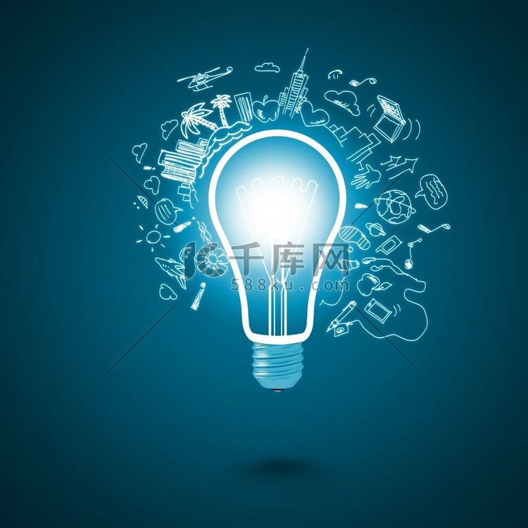 聪明的主意。灯泡白炽灯高清摄影大图-千库网