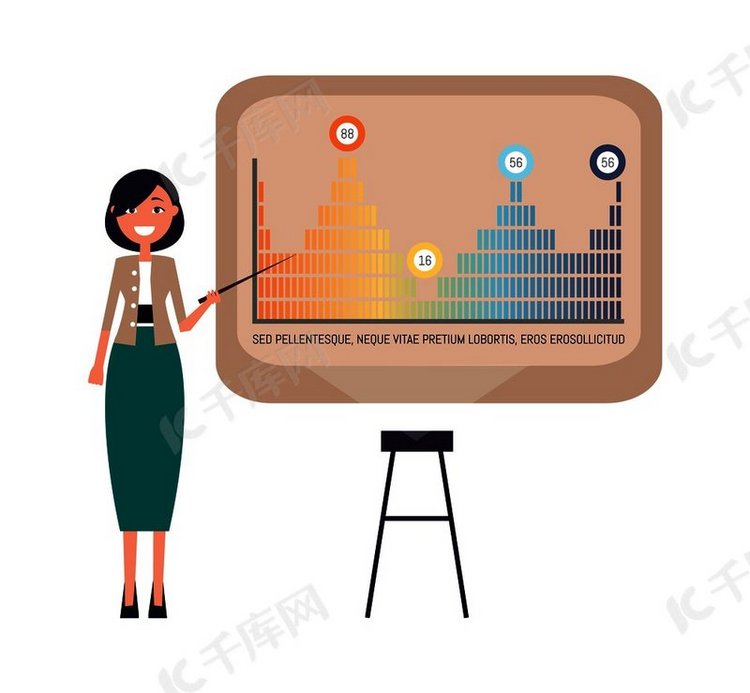 女性主持人矢量白板上的信息图表。背景图片免费下载_海报banner/高清大图_千库网(图片编号6331457)