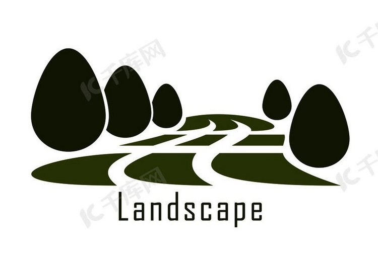 现代城市公园景观图标，绿草如茵，修剪整齐的灌木丛在白色背景下被隔离。背景图片免费下载_海报banner/高清大图_千库网(图片编号6361872)