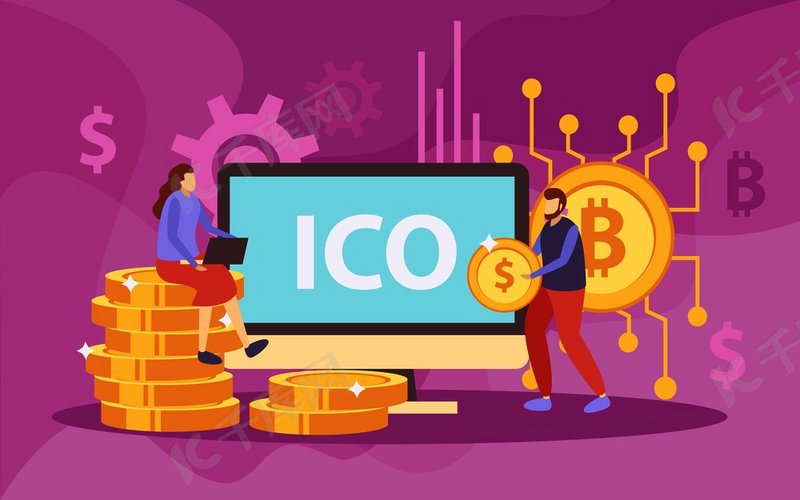 ICO 初始代币提供平面组合，加密货币投资者坐在比特币堆符号上 向量例证背景图片免费下载_海报banner/高清大图_千库网(图片编号6365539)