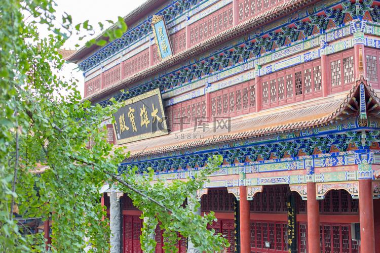 银杏寺庙楼阁古代庙宇高清摄影大图-千库网