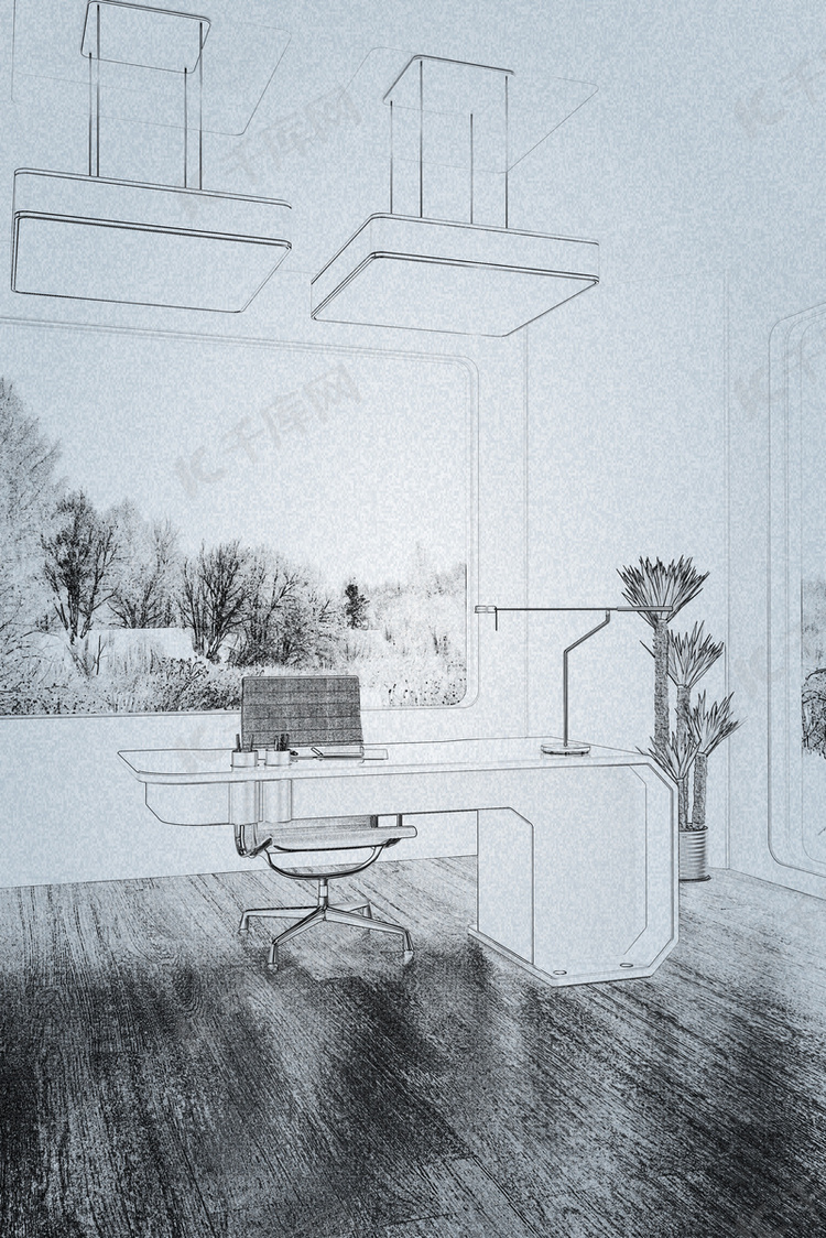 现代办公室室内设计图背景图片免费下载-千库网