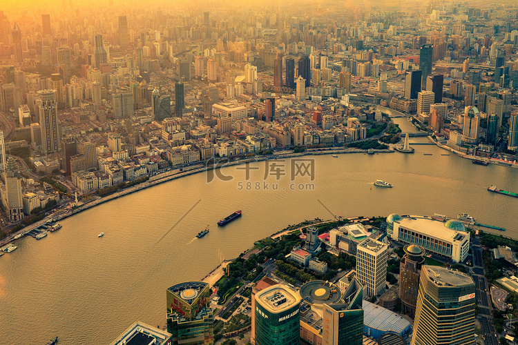 陆家嘴俯视浦西外滩摄影图高清摄影大图-千库网