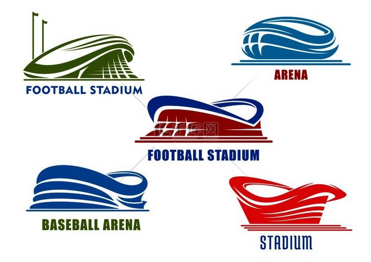 红色、蓝色和绿色的抽象运动场和体育场符号或图标。背景图片免费下载_海报banner/高清大图_千库网(图片编号6278182)