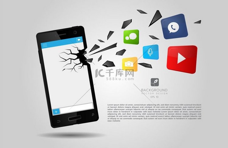 打破智能手机屏幕的应用程序渲染背景图片免费下载_海报banner/高清大图_千库网(图片编号6262154)