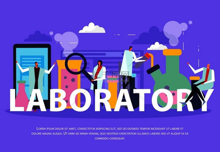 科学实验室背景与理论测试和实验符号平面矢量图。背景图片免费下载_海报banner/高清大图_千库网(图片编号6314955)