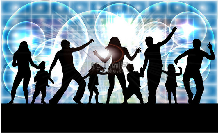 跳舞家庭剪影.背景图片免费下载-千库网