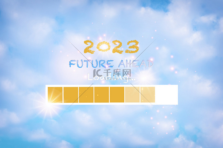 2023 future ahead loading on blue sky and fluffy cloud abstract ...