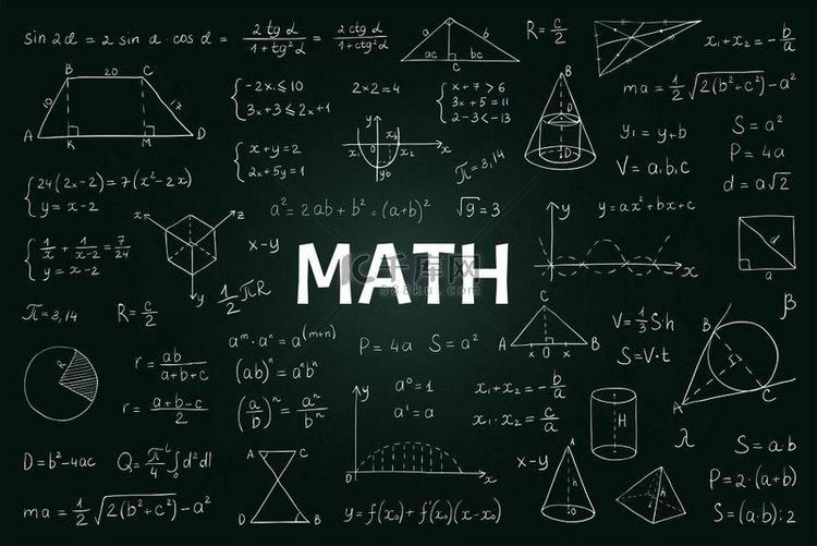 涂鸦数学黑板数学理论公式和方程式手绘的学校教育图表带有几何符号和方程的矢量插图板模型涂鸦数学黑板数学理论公式和方程式手绘背景图片免费下载_海报 ...