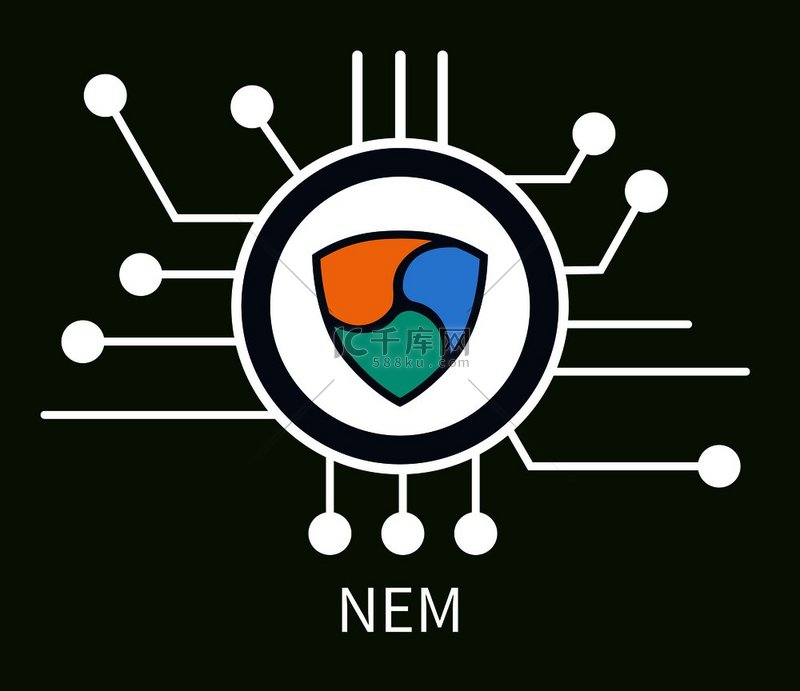 Nem cryptocurrency，带有国际硬币标志的海报，圆圈和与点相连的线条，矢量图，以绿色隔离。 背景图片免费下载_海报banner ...