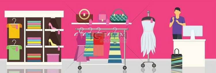Fashion Store Shop Dresses Clothes.. 衣架和货架上有女装和配饰。背景图片免费下载_海报banner/高清大 ...