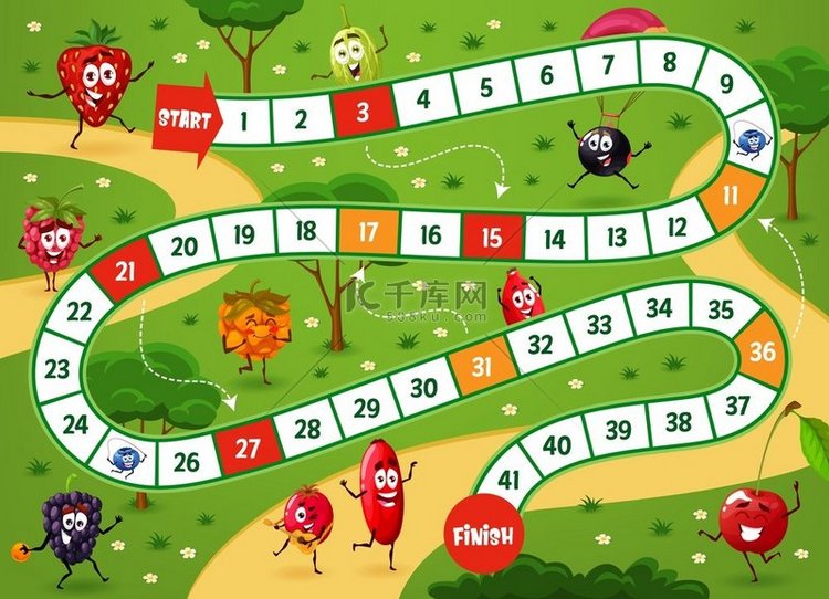 棋盘游戏，卡通有趣的浆果角色在度假。背景图片免费下载_海报banner/高清大图_千库网(图片编号6202016)