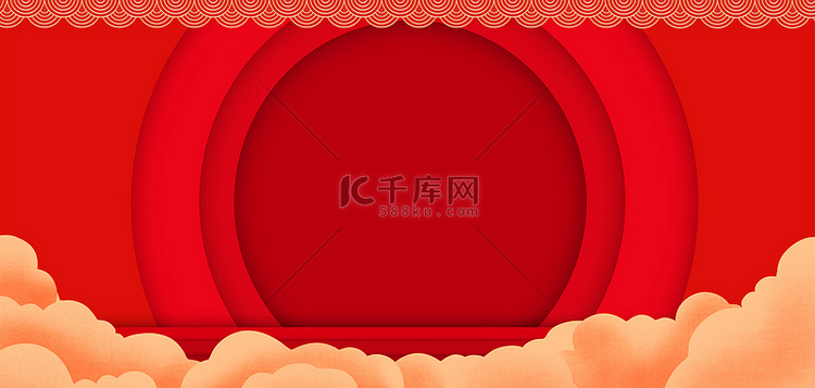 新年春节祥云纹理红色中国风除夕海报背景图片免费下载-千库网