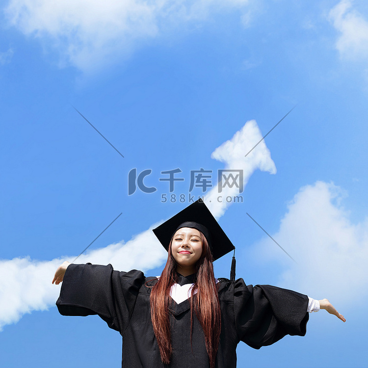 happy graduate student girl高清摄影大图-千库网
