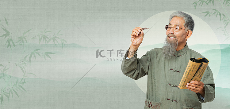 中医医生蓝色刺绣背景图片免费下载-千库网