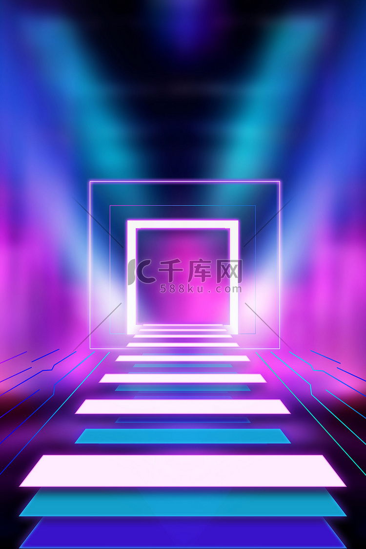 蓝紫色舞台科技高清背景图片免费下载-千库网