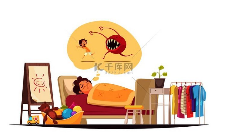 童年恐惧与噩梦和怪物符号的组合矢量图背景图片免费下载_海报banner/高清大图_千库网(图片编号6283025)