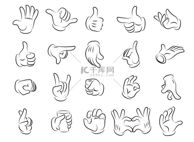 卡通手势漫画人物的身体部位带有情感表达手臂手指和拳头剪贴画系列手套中的孤立手掌指向或做手势向量肢体姿势集卡通手势人性身体部位智慧背景图片免费 ...