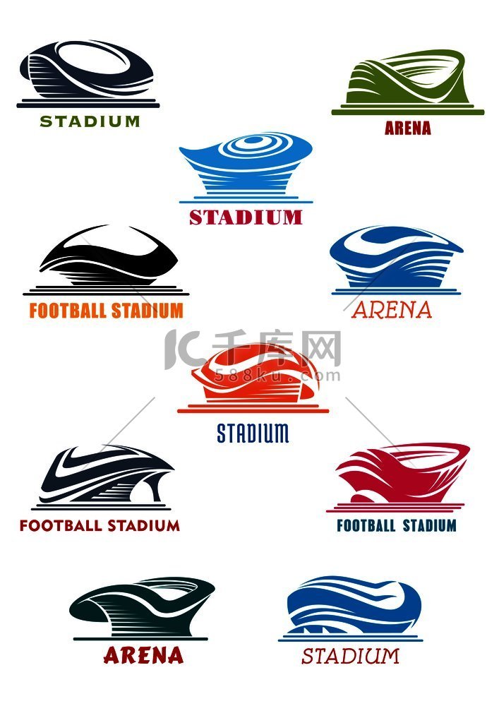 带有体育场和竞技场图标的体育建筑符号。背景图片免费下载_海报banner/高清大图_千库网(图片编号6277519)