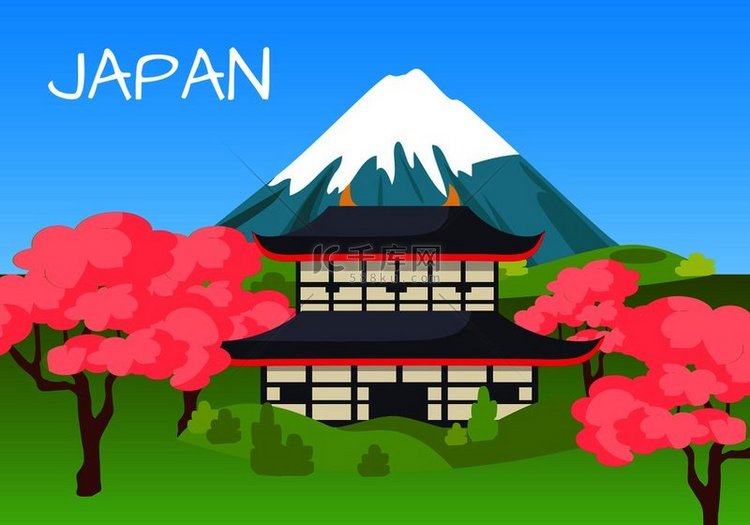 日本旅游概念与国家象征。背景图片免费下载_海报banner/高清大图_千库网(图片编号6319667)