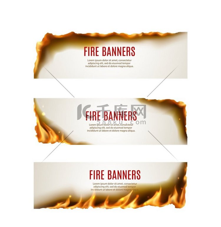 燃烧的纸火焰矢量横幅与逼真的热火焰、火花、灰烬和烟雾的边界和角落。背景图片免费下载_海报banner/高清大图_千库网(图片编号6227348)