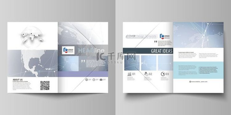 两个 A4 格式现代封面设计模板的可编辑布局的简约矢量插图，用于小册子、传单、报告。背景图片免费下载_海报banner/高清大图_千库网(图片 ...