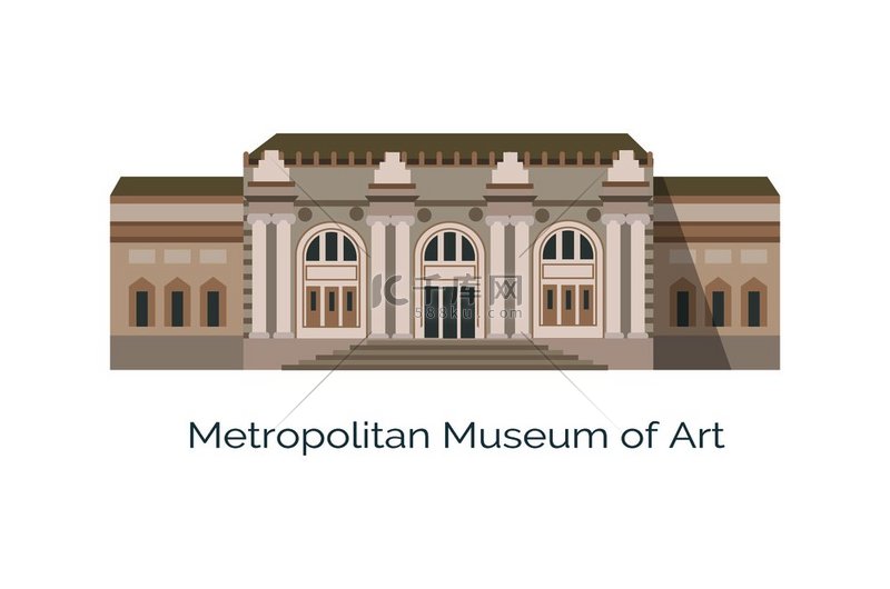 纽约大都会艺术博物馆，称为 Met，是美国最大的博物馆，用白色隔离的著名世界遗产符号的矢量插图。背景图片免费下载_海报banner/高清大图 ...