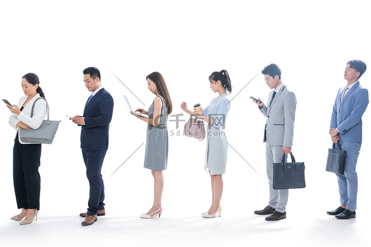 排队等待的商务人士高清摄影大图-千库网