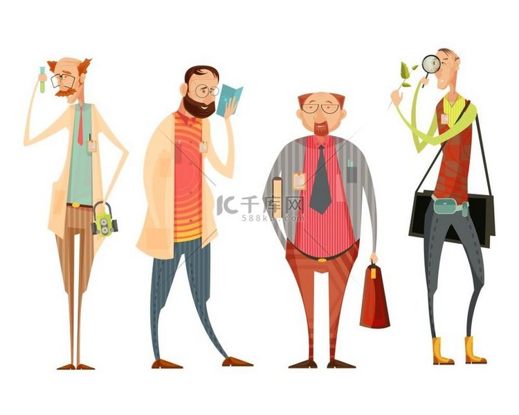 教师复古卡通风格集与学校主任和生物化学文学老师一起收集人物复古卡通风格的孤立矢量插图背景图片免费下载_海报banner/高清大图_千库网(图片 ...