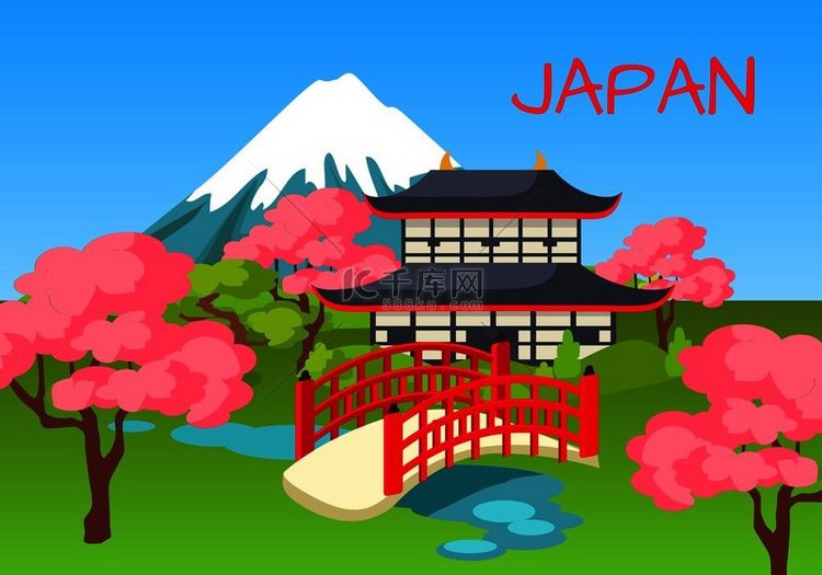 日本旅游概念与国家象征。背景图片免费下载_海报banner/高清大图_千库网(图片编号6370721)