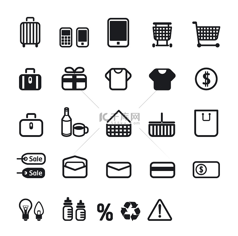 Shopping icons set design.背景图片免费下载_海报banner/高清大图_千库网(图片编号6173188)