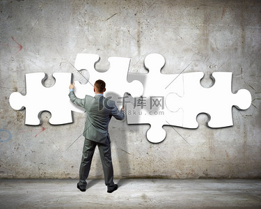 解决问题图像的商人编制宏观白色难题。大厦营业高清摄影大图-千库网