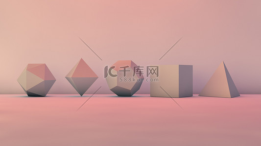 A set of geometric shapes in the Studio, polyhedra, the five Platonic ...