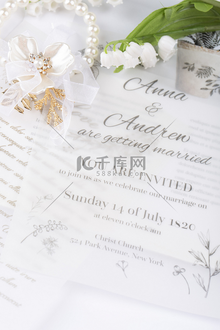 珍珠简约铃兰英文清新文艺欧式首饰手花伴娘字母手腕花高清摄影大图-千库网