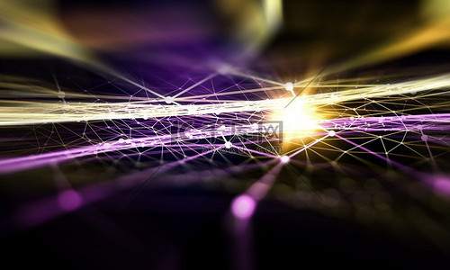 抽象的技术背景。带有线条和网格的紫色虚拟技术背景高清摄影大图-千库网