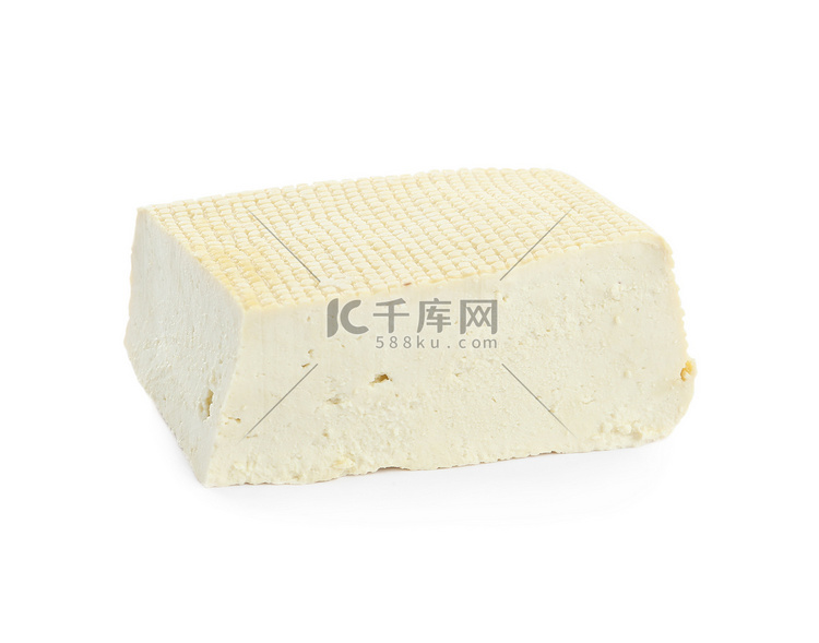 Piece of delicious tofu isolated on white. Soybean curd高清摄影大图-千库网