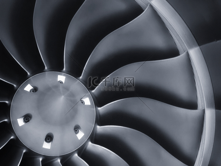 This close up image of a business aircraft jet engine inlet fan makes a ...