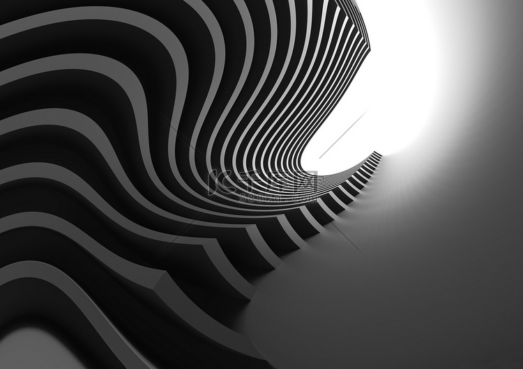 Black Architecture Background. White Circular Tunnel Building高清摄影大图-千库网