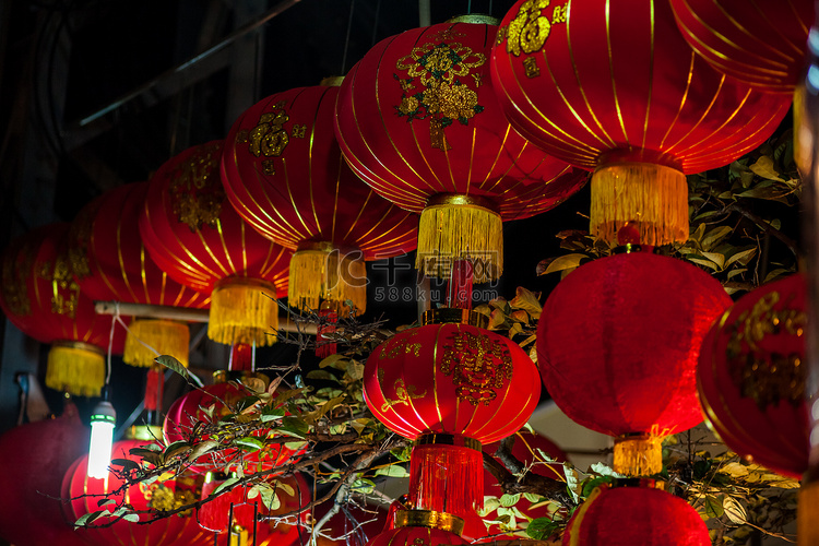 丝绸灯笼 高清摄影大图-千库网