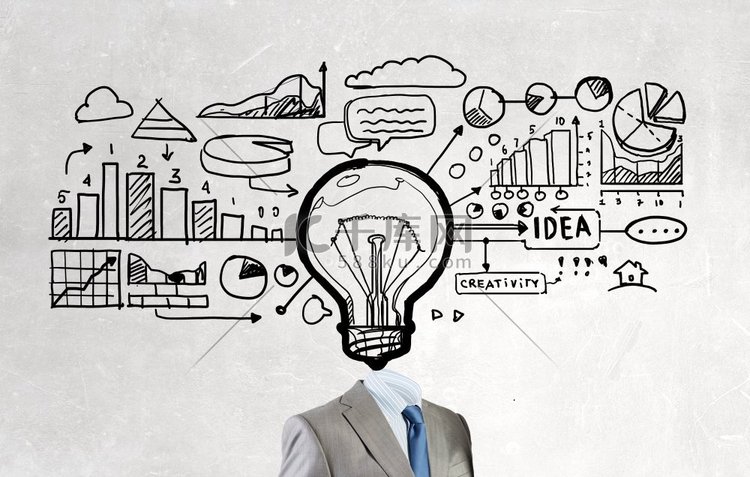 商业战略。面目全非的商人，有着商业草图，而不是白色背景高清摄影大图-千库网