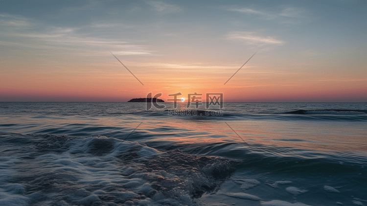 落日黄昏下的湖面高清摄影大图-千库网