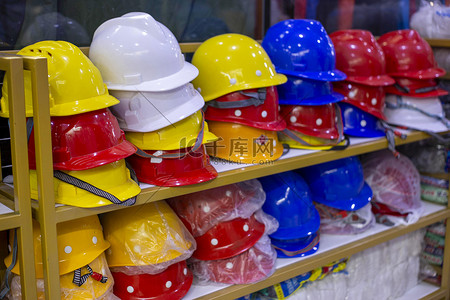 货架安全帽拍摄高清摄影大图-千库网