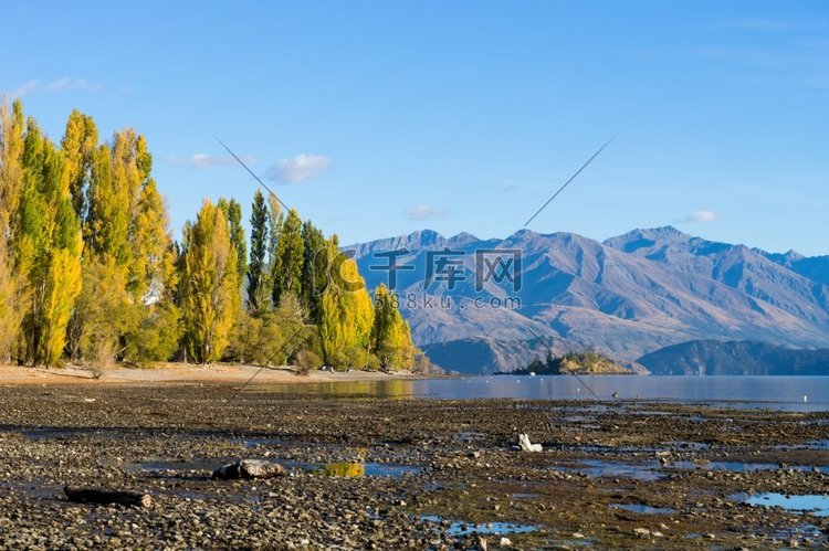 风景如画。新西兰阿尔卑斯山和湖泊的自然景观高清摄影大图-千库网