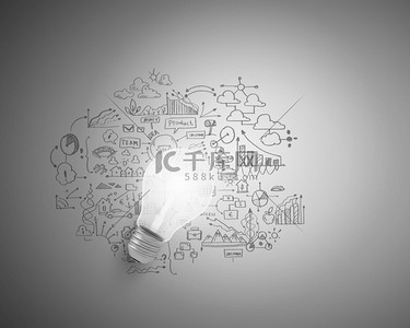 好主意。灯泡概念图和业务示意图高清摄影大图-千库网